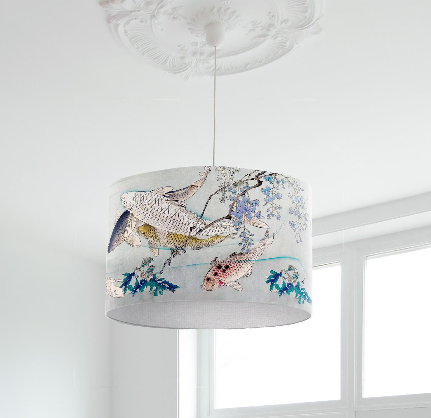 Lampshade Koi Carp Print Fish Lampshade Coastal Lampshade Fine Art ...
