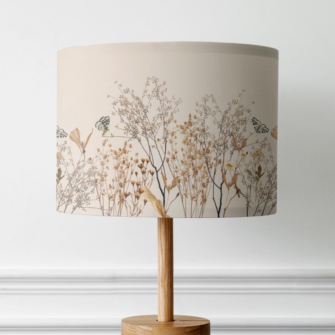 Handmade Autumn Wildflower Lampshade: Neutral Cream Beige & Brown ...