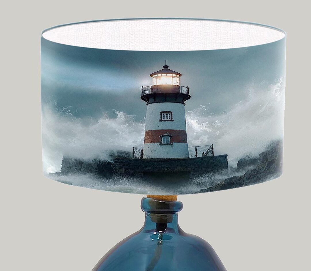 Handmade Lampshade Nautical Lamp Shade Lighthouse Lampshade Seaside ...