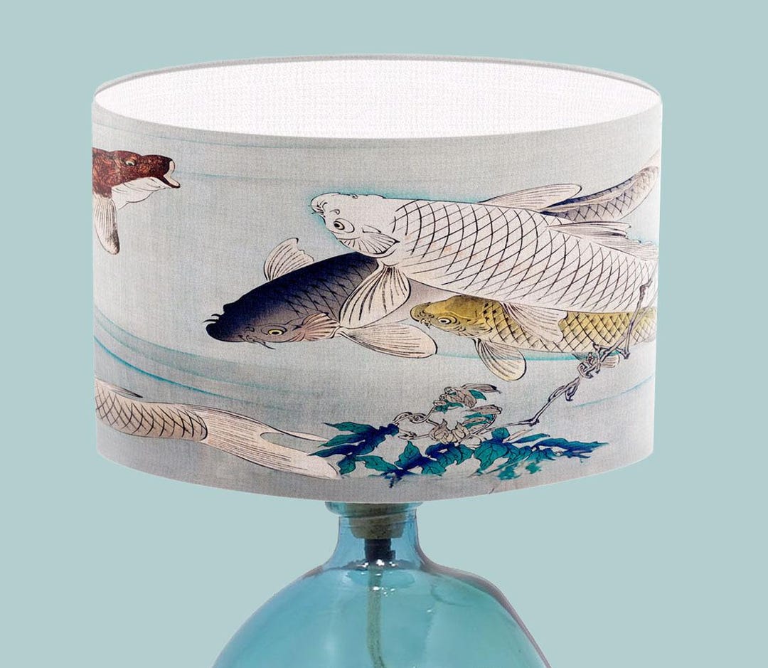 Lampshade Koi Carp Print Fish Lampshade Coastal Lampshade Fine Art ...