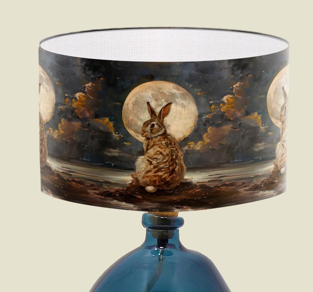 Hare and Moonlight Lampshade Art Lampshade Lamp Shade Modern Art Gift ...