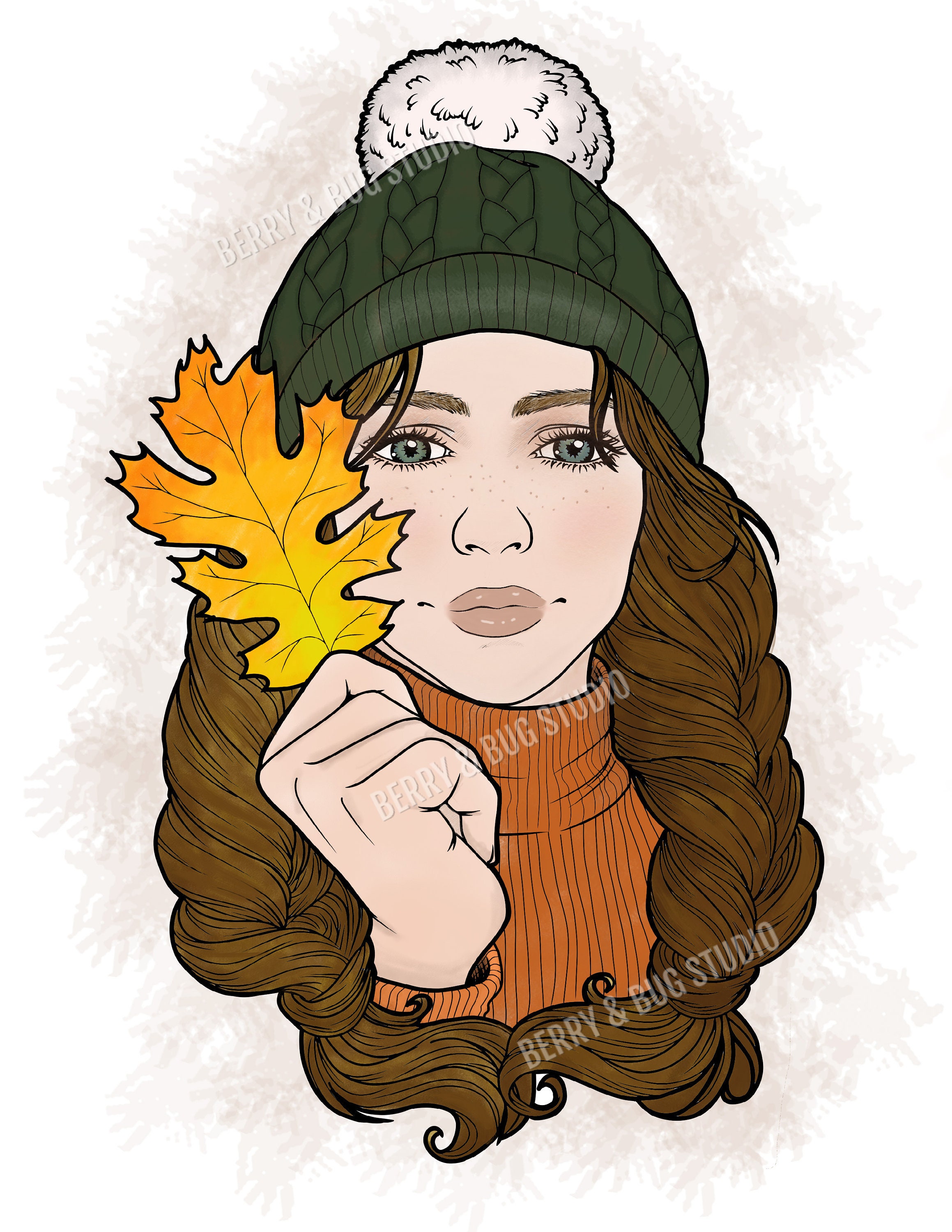 Fall Girl Coloring Page, Printable Adult Coloring Page, Fall Coloring ...