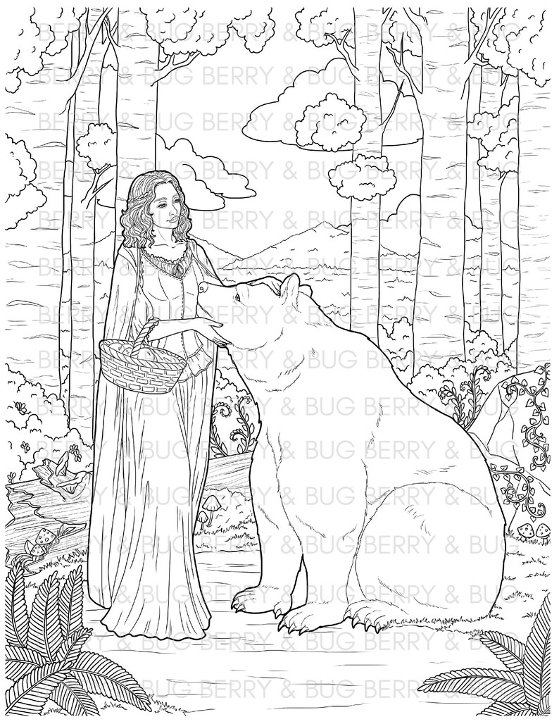 Adult Coloring Page Bear Coloring Page Illustration - Etsy