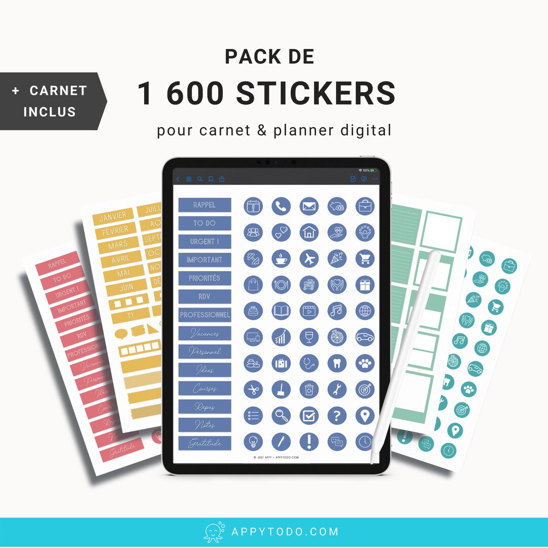 Pack 1600 Stickers Numériques 10 Couleurs Et 1 Carnet Digital Spécial ...