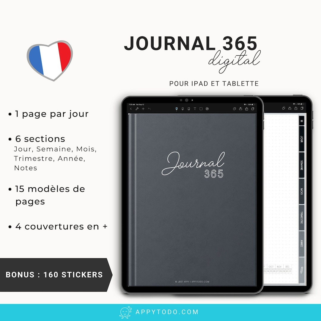 Journal Digital 365 Noir : Bullet Journal Numérique En Français, Agenda ...