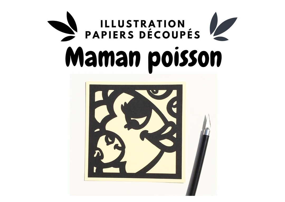 Maman Poisson, Découpage Bicolore Pour Fête Des Mères - Etsy