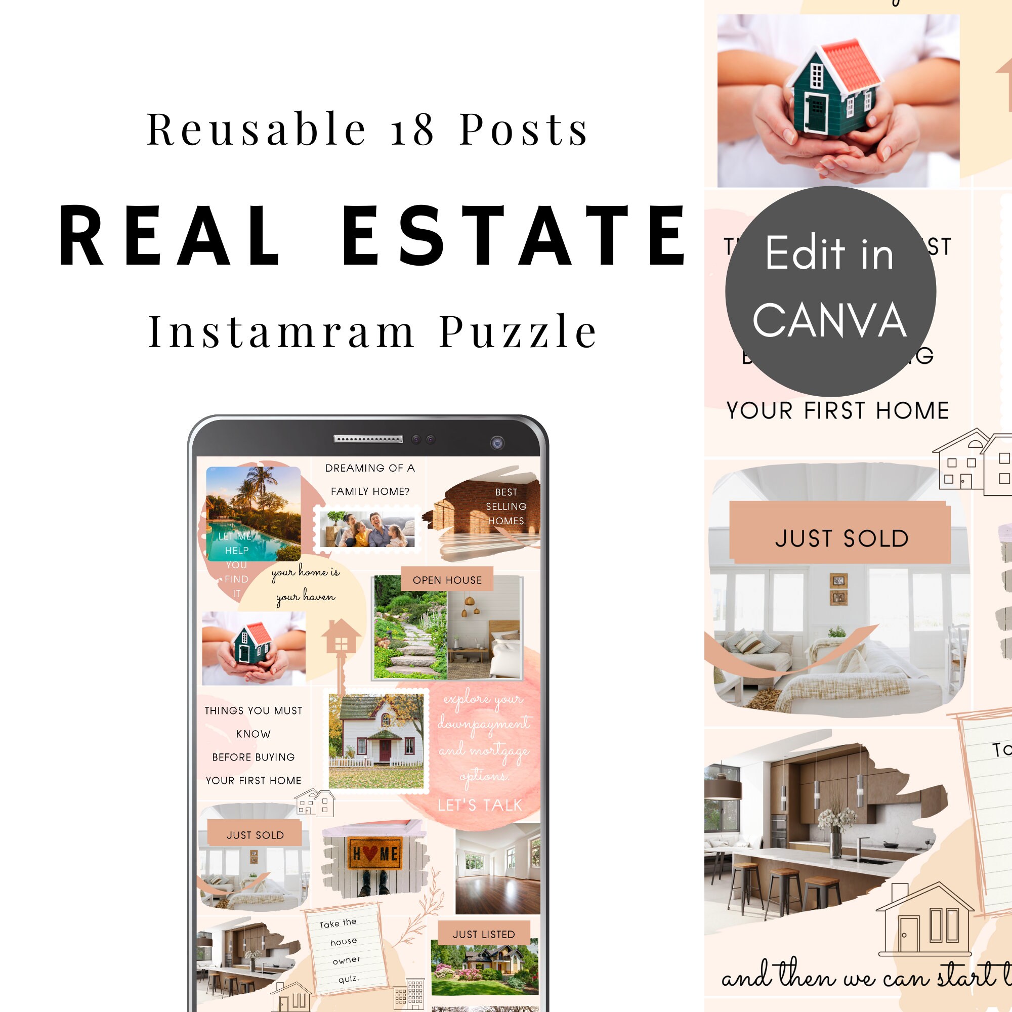 Real Estate Instagram Puzzle Template | Etsy