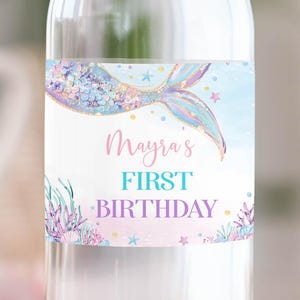 EDITABLE Mermaid Birthday Water Bottle Labels, Under the Sea Birthday ...