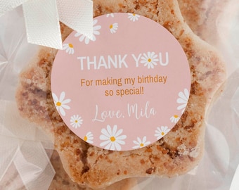 Pink Daisy Stickers Girl Party Favor Stickers Daisy Themed Birthday ...