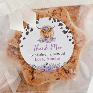 EDITABLE Highland Cow Birthday Thank You Tag, Holy Cow I'm One Birthday ...