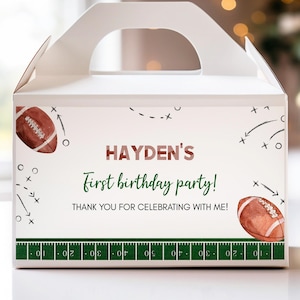 EDITABLE Football Gable Gift Box Label, Sports Birthday Party Favor Box ...