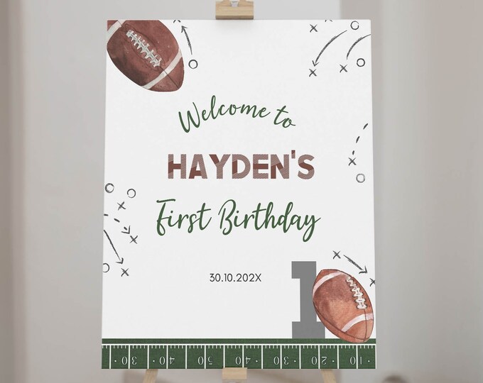 Football Birthday Invitation, First Year Down, Game On, Football Invite ...