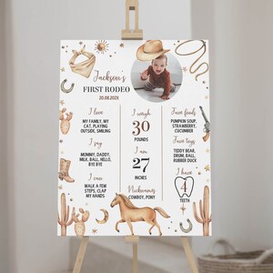 EDITABLE First Rodeo Milestone Sign, Cowboy 1st Birthday Photo ...