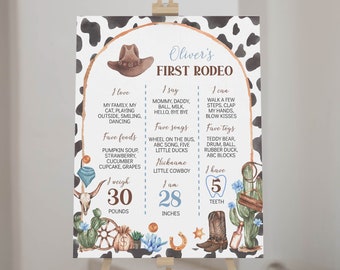EDITABLE My First Rodeo Milestone Sign, Cowboy 1st Birthday Milestone ...