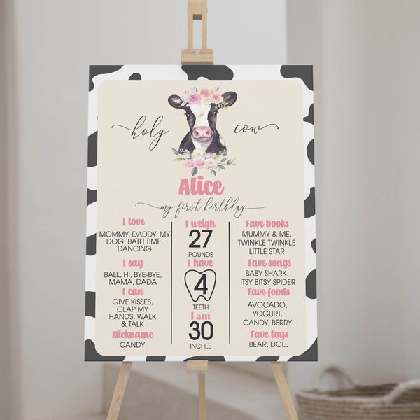 1st Birthday Cow Printable - Etsy