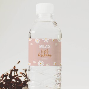 EDITABLE Daisy Birthday Party Water Bottle Labels, Daisy Birthday ...