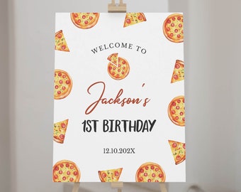 Editable Pizza Party Milestone Sign Pizza Birthday First Year - Etsy