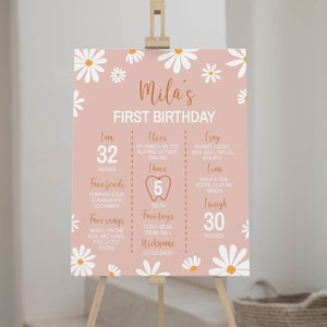 EDITABLE Daisy First Birthday Milestone Sign, Miss Daisy One Year of ...