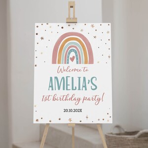 EDITABLE Boho Rainbow Welcome Sign, Rainbow Birthday Sign, Modern ...