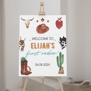 EDITABLE First Rodeo Birthday Welcome Sign, Cowboy 1st Birthday Sign ...