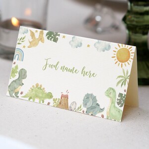 EDITABLE Dinosaur Birthday Party Table Tent, Dinosaur Baby Shower Food ...