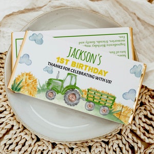 EDITABLE Tractor Birthday Party Chocolate Wrapper, Farm 1st Birthday ...