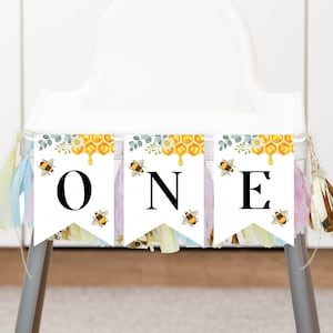 1st Bee Day Highchair Banner, Sweet to Bee One Highchair Banner, Honey ...