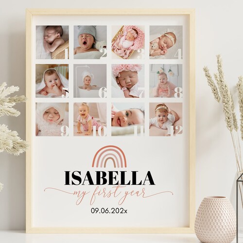 Editable First Year Photo Collage 12 Months Photo Print - Etsy