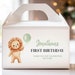 EDITABLE Lion 1st Birthday Gable Box Label, Lion First Birthday Gift ...