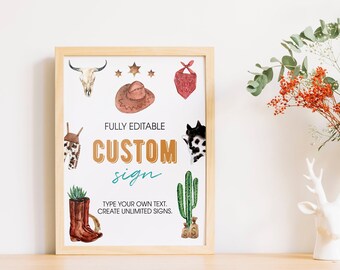 EDITABLE Wild West Party Sign First Rodeo Birthday Custom | Etsy