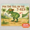 Pin the Tail on the T-rex Printable Game | 16x20 Poster + Tails + Wild ...