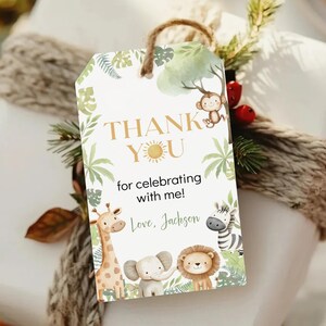 EDITABLE Wild One Birthday Favor Tag, Safari Birthday Party Thank You ...