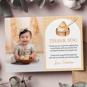 EDITABLE Dumpling Birthday Thank You Card Any Age Party - Etsy