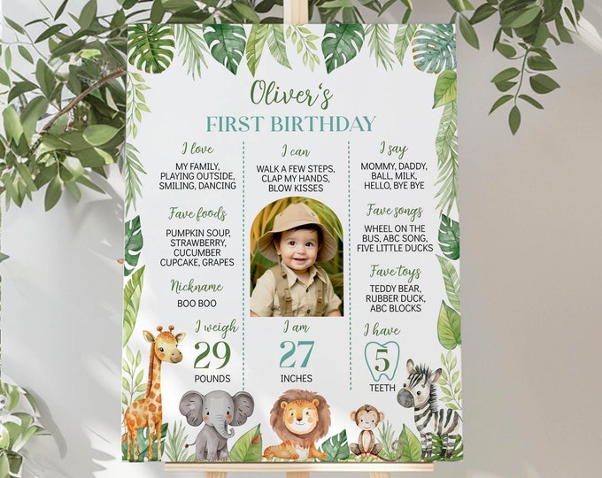 Editable Boho Wild One Baby Shower Welcome Sign, Boho Safari Jungle ...