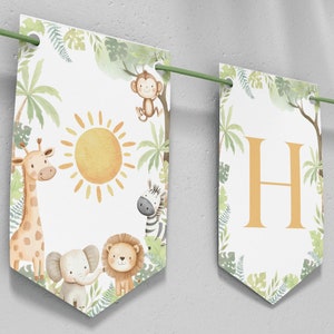 Editable Wild One Birthday Banner, Safari Birthday Banner, Wild One ...