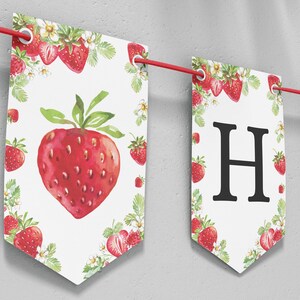 Editable Strawberry First Birthday Banner, Berry Sweet Happy Birthday ...