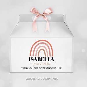 EDITABLE Rainbow Gable Gift Box Label Boho Rainbow 1st - Etsy