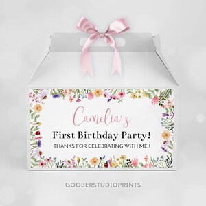 EDITABLE Wildflower Birthday Girl Gable Gift Box Label, Floral Birthday ...