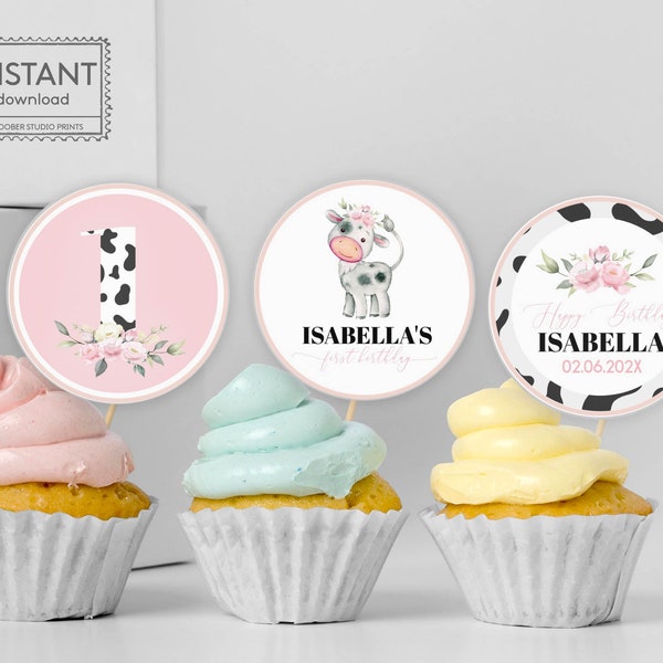 Printable Cow Cupcake Topper - Etsy