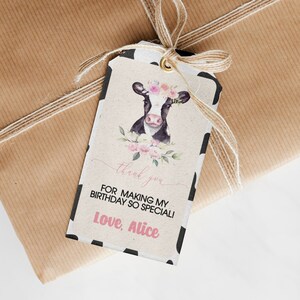EDITABLE Cow Thank You Tag, Moo Cow Birthday Favor Tag, Holy Cow I'm ...