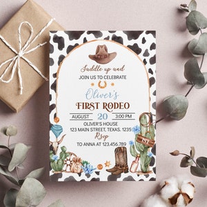 EDITABLE My First Rodeo Birthday Invitation, Wild West Birthday ...