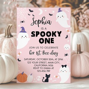 Editable Spooky One Birthday Invitation, Halloween Invitation ...