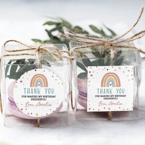 EDITABLE Boho Rainbow Birthday Thank You Tags, Boho Birthday Party ...