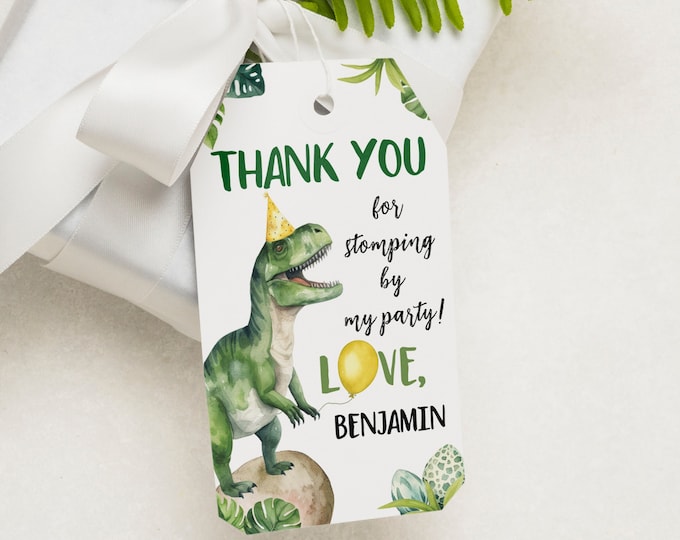 EDITABLE Dinosaur Birthday Party Favor Tag, Dinosaur Birthday Thank You ...