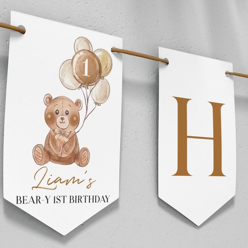 HAPPY BIRTHDAY Teddy Bear Banner. Printable Digital Party - Etsy