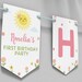 Editable Sunshine Birthday Banner, Sun Happy Birthday Banner, Little ...