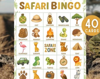30 Safari Bingo Cards Printable Game for Kids - Etsy