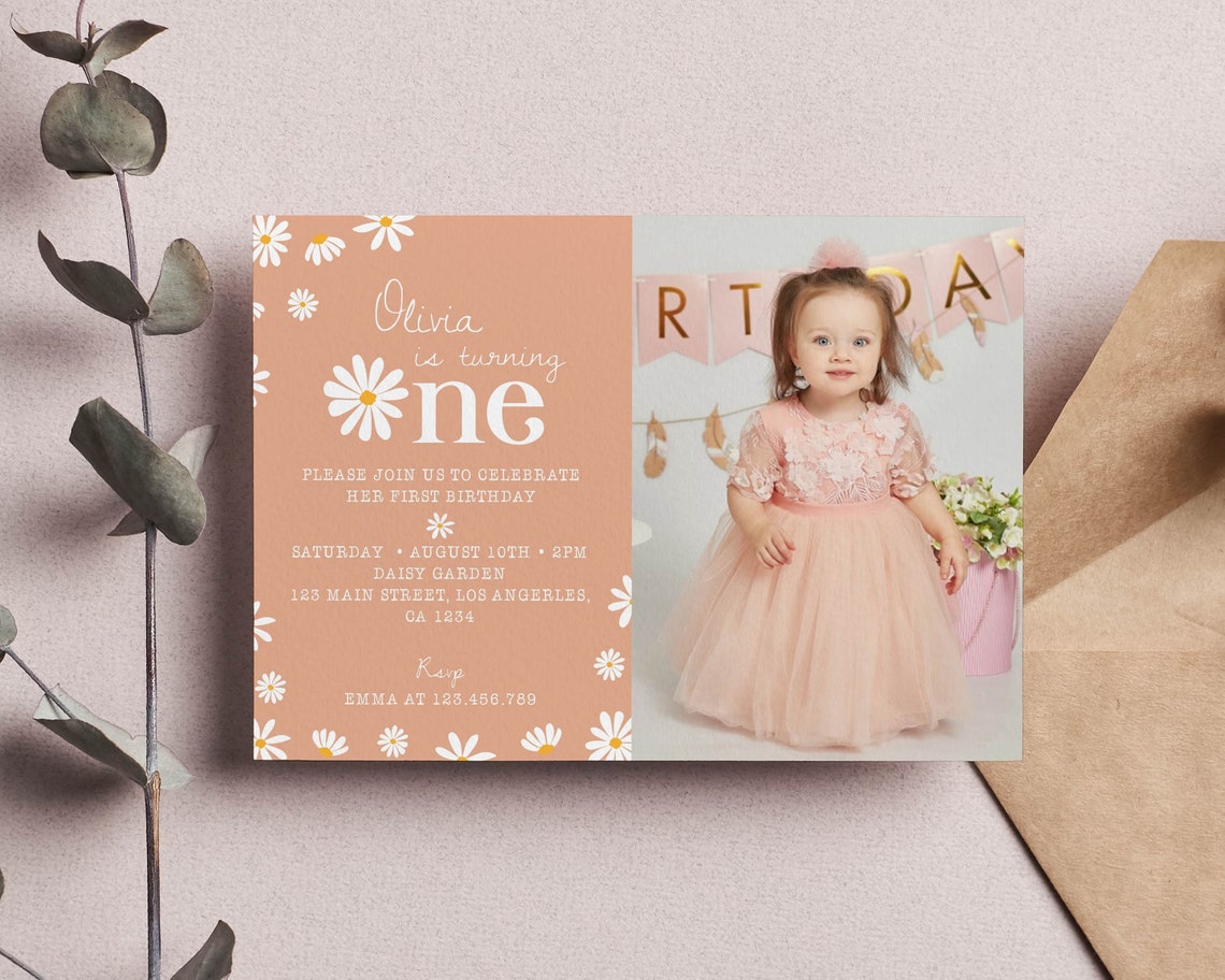 Editable Daisy Birthday Party Invitation Daisy First Birthday - Etsy