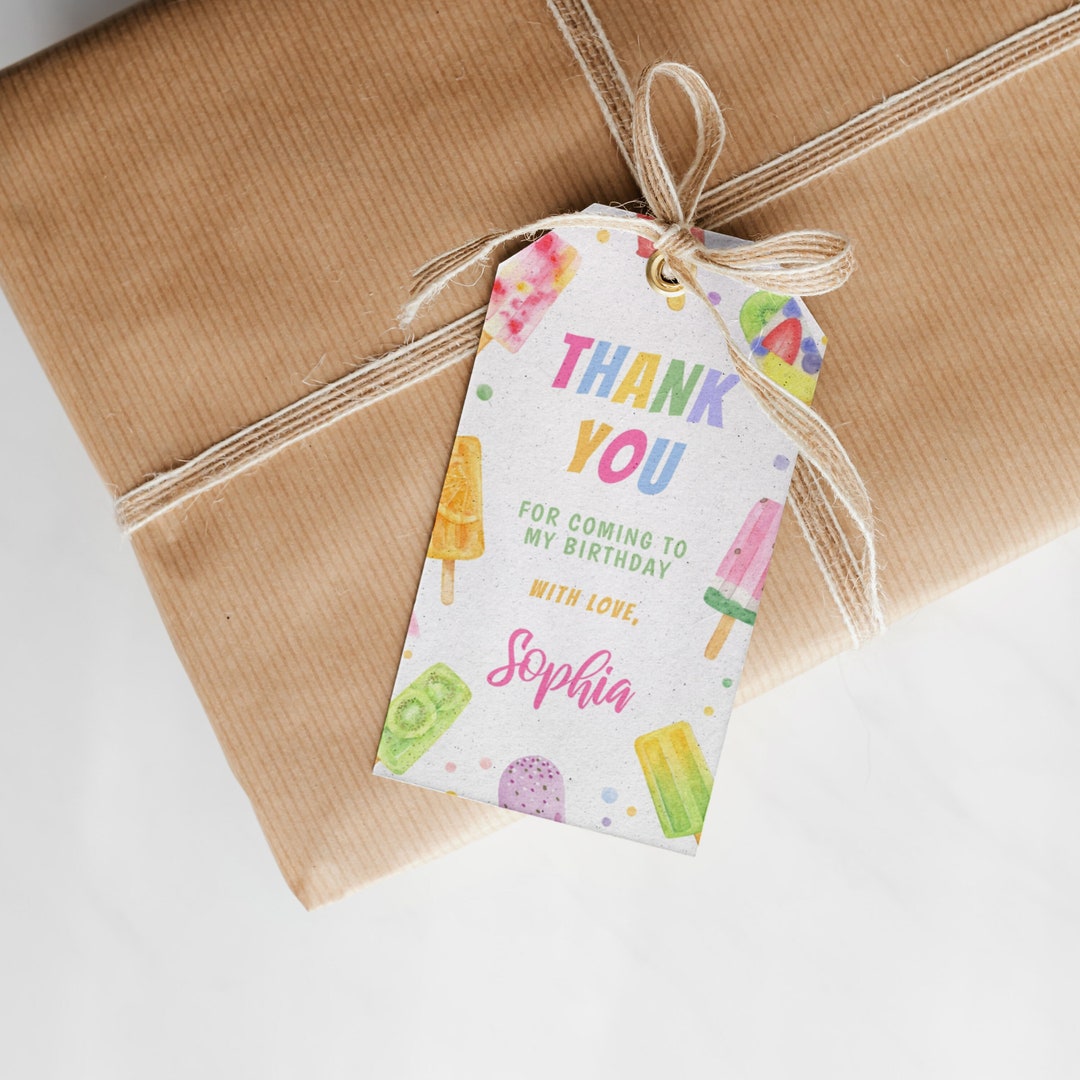 EDITABLE Popsicle Birthday Thank You Tag, Popsicle Birthday Party Favor ...
