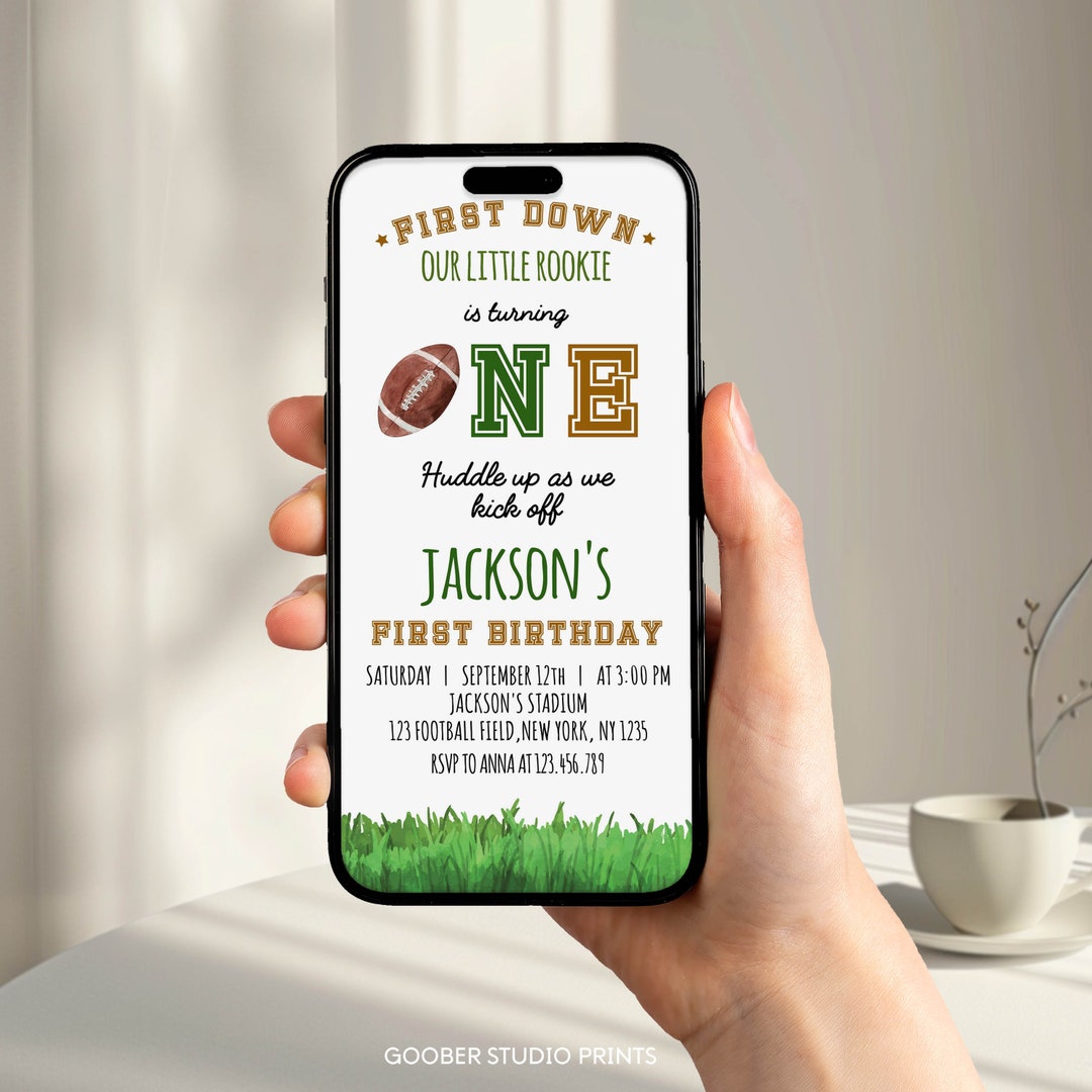 EDITABLE Football Birthday Invitation, First Birthday Football ...